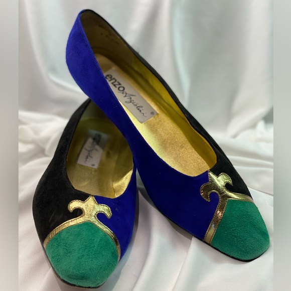 Enzo Angiolini | Shoes | Enzo Suede Flats Womens Size 9 Black Green ...